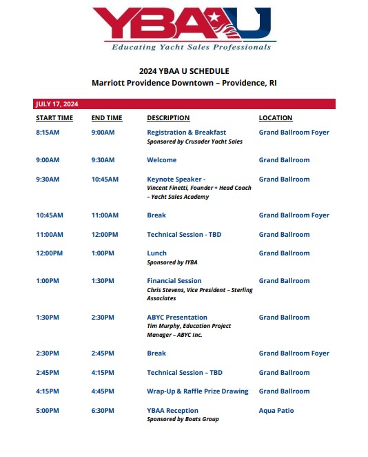 YBAA | Yacht Brokerage University